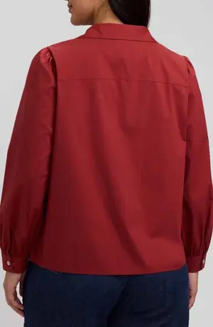Foxcroft Alix Long Sleeve Popover Top - Clay Red