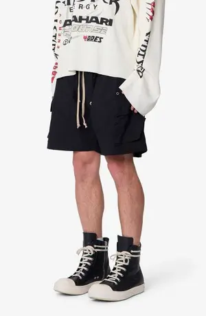 Mnml Mesh Mud Cotton Cargo Shorts - Black