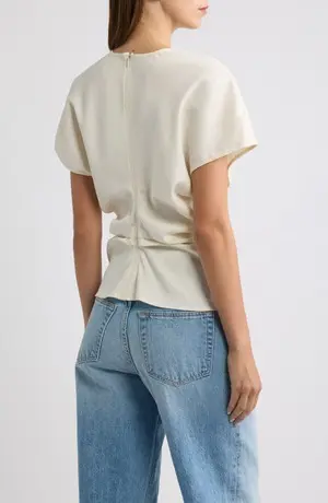 REFORMATION Ginie Ruched Cap Sleeve V-neck Top