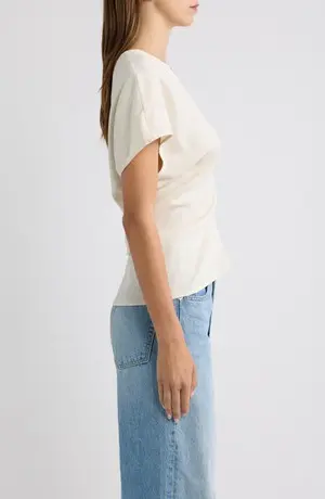 REFORMATION Ginie Ruched Cap Sleeve V-neck Top