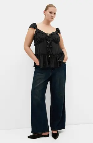 City Chic Ruffle Chiffon Peplum Top