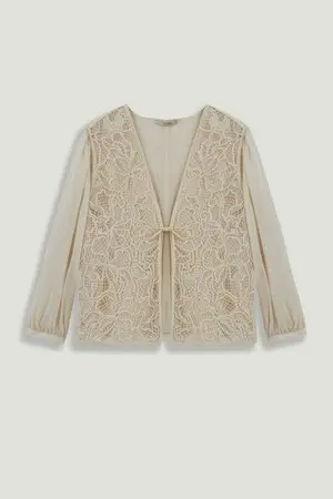 NOCTURNE Lace Front Sheer Sleeve Jacket