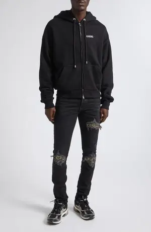 Amiri Relaxed Cotton French Terry Zip-up Hoodie - Black