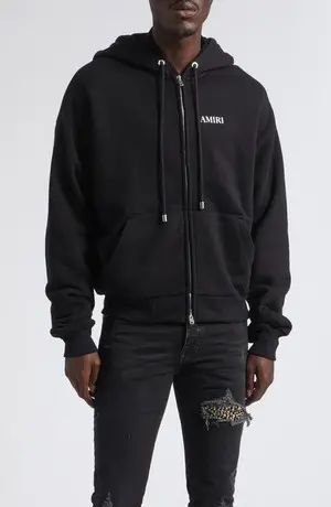Amiri Relaxed Cotton French Terry Zip-up Hoodie - Black