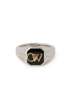 Off-White Monogram Onyx Signet Ring