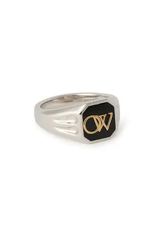 Off-White Monogram Onyx Signet Ring