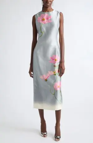 Oscar De La Renta Cosmos Mikado Midi Dress