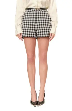 MAUDE CLUB Bianca Gingham Wool Shorts - Black Ging