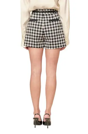 MAUDE CLUB Bianca Gingham Wool Shorts