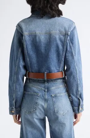 Cinq À Sept Graciel Belted Cropped Denim Jacket