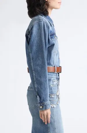 Cinq À Sept Graciel Belted Cropped Denim Jacket