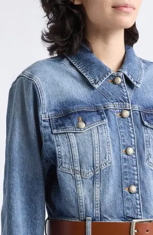 Cinq À Sept Graciel Belted Cropped Denim Jacket