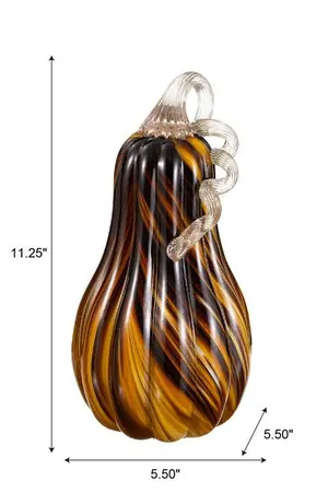 GLITZHOME Multi Striped Large Glass Gourd Pumpkin
