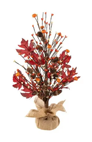GLITZHOME Fall Harvest Table Tree Decor - Burgundy