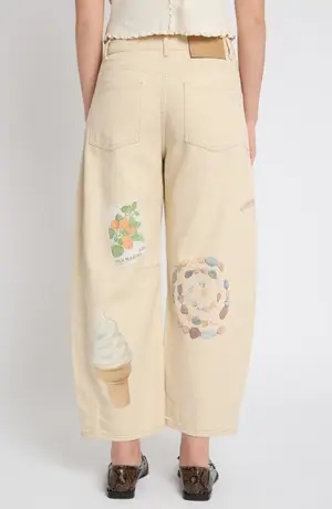 MUSE ASSEMBLY Printed High Waist Barrel Leg Jeans