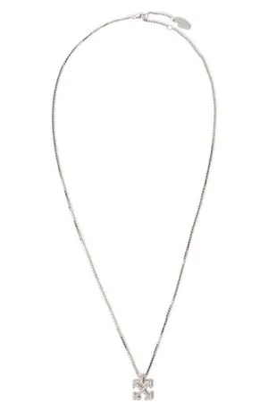 Off-White Lab Grown Diamond Pavé Arrow Pendant Necklace - Silver