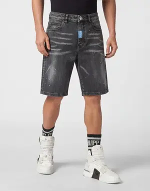Philipp Plein Denim Formentera Shorts - Shark Wave