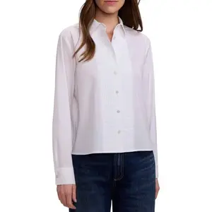 Foxcroft Jodie Pintuck Pleat Stretch Cotton Button-up Shirt