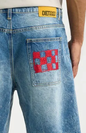 DIET STARTS MONDAY Doodle Distressed Raw Hem Denim Shorts