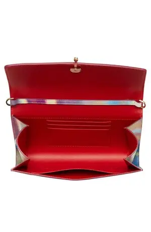 CHRISTIAN LOUBOUTIN Bettina Tie Dye Patent Leather Wallet On A Chain - M023 Multi/gold