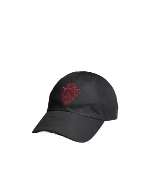 Gucci Cotton Baseball Hat With Crest Embroidery - Black