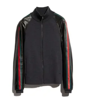 Gucci Fine Rib Wool Zip Jacket With Web