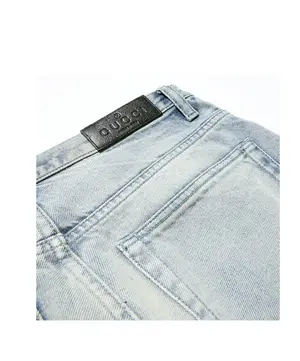 Gucci Slim Fit Marbled-wash Cotton Denim Pants