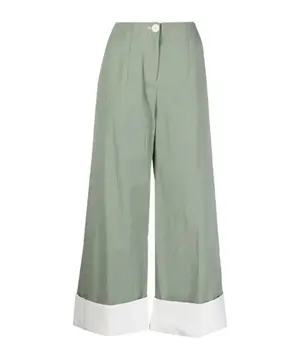 LOW CLASSIC Wide-leg Turn-up Trousers - Gray