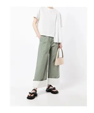 LOW CLASSIC Wide-leg Trousers With Turn-up Cuffs