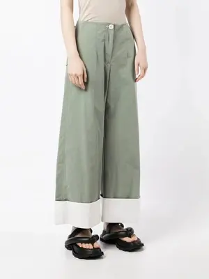 LOW CLASSIC Wide-leg Trousers With Turn-up Cuffs