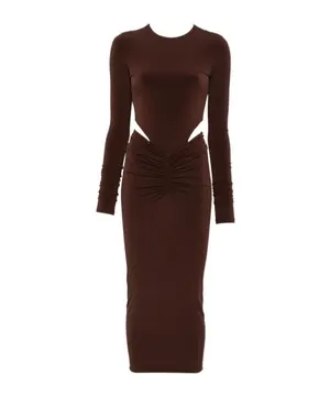 Andamane Round-neck Dress - Dark Brown