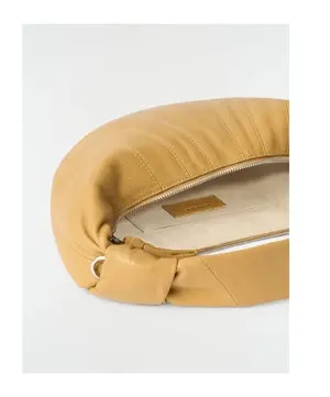 LEMAIRE Mini Fortune Croissant Bag In Goat Leather - Walnut