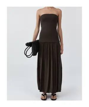 ST. AGNI Strapless Lantern Hem Maxi Dress