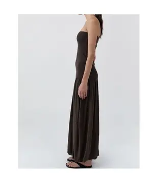 ST. AGNI Strapless Lantern Hem Maxi Dress