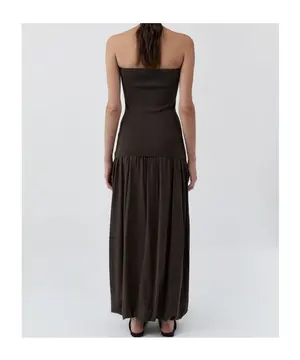 ST. AGNI Strapless Lantern Hem Maxi Dress