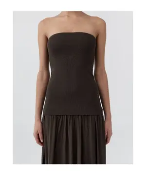 ST. AGNI Strapless Lantern Hem Maxi Dress