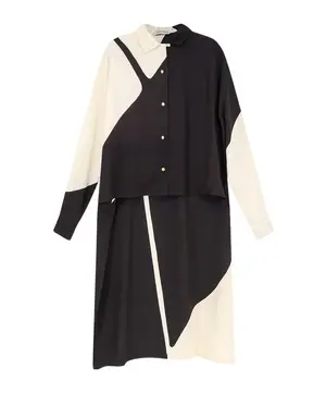 Alberta Ferretti Asymmetric Panel Buttoned Long Sleeve Top - Black