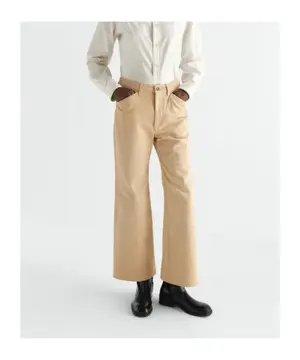 LEMAIRE Flared Five-pocket Pants In Garment-dyed Broken Twill - Straw