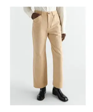 LEMAIRE Flared Five-pocket Pants In Garment-dyed Broken Twill - Straw