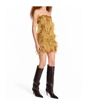 Attico Feather-trim Lace Mini Dress