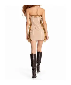 Attico Feather-trim Lace Mini Dress