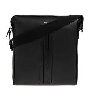 Bally Mythos Logo Lettering Striped Messenger Bag - Black
