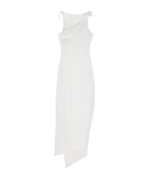 Coperni Flower-detailed Sleeveless Midi Dress - White