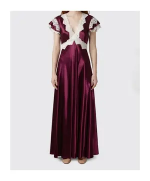 Alberta Ferretti Maxi Dress With Lace Trim