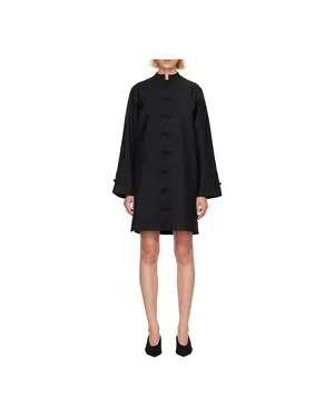 RÓHE Mandarin Collar Long Sleeve Dress With Chinese Knot Buttons
