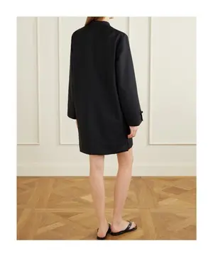 RÓHE Mandarin Collar Long Sleeve Dress With Chinese Knot Buttons