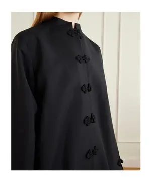 RÓHE Mandarin Collar Long Sleeve Dress With Chinese Knot Buttons