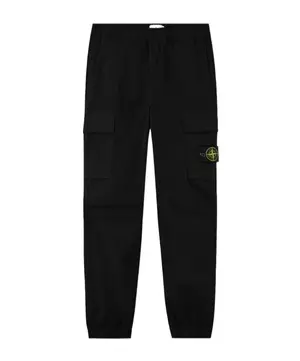Stone Island Regular-tapered-fit Cargo Trousers With Drawstring Waistband - Black