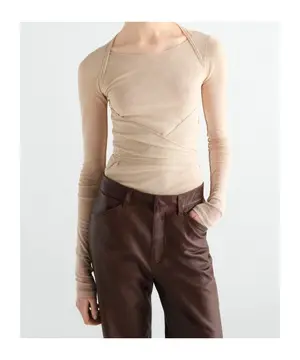 LEMAIRE Ballerina Wrap Top In Mesh Jersey - Powder