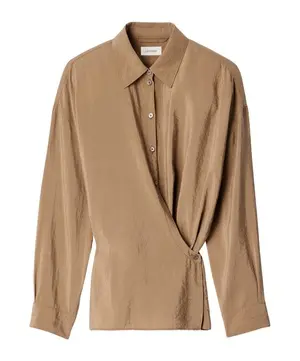 LEMAIRE Long-sleeved Draped Shirt - Toffee